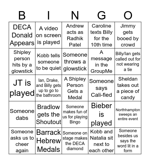 DECA Bingo Card