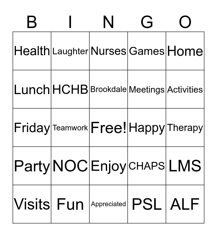 Employee Appreciation Bingo Card