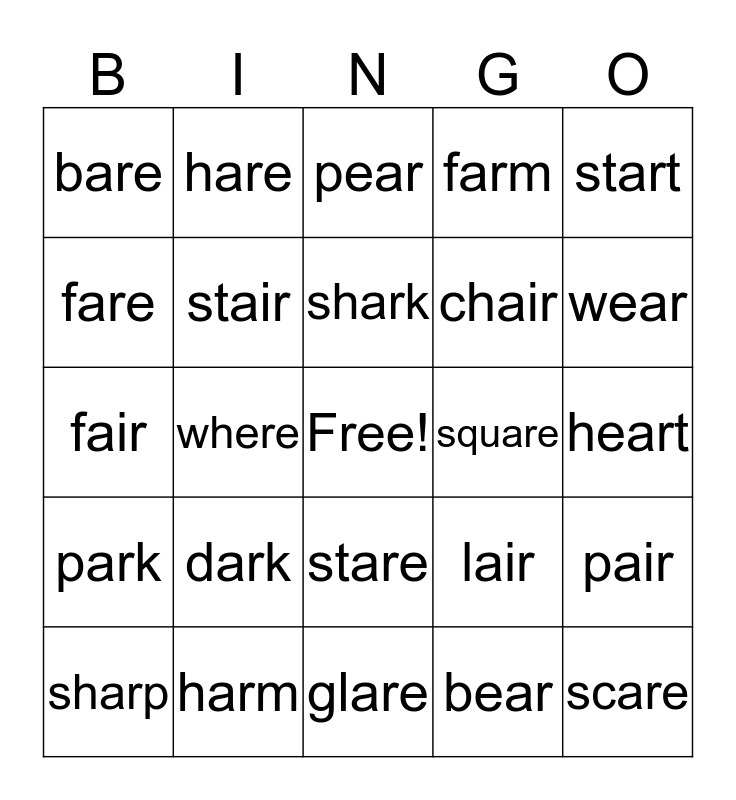Sort Bingo Card