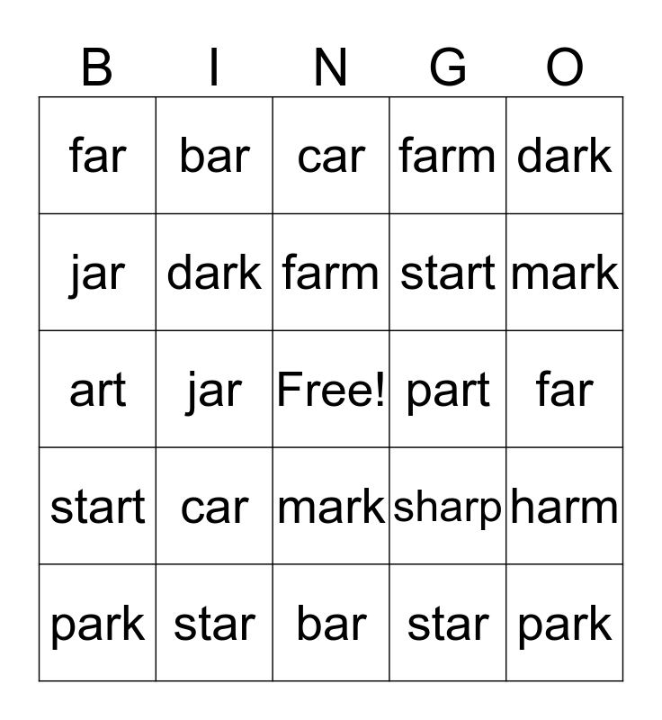 ar Bingo Card