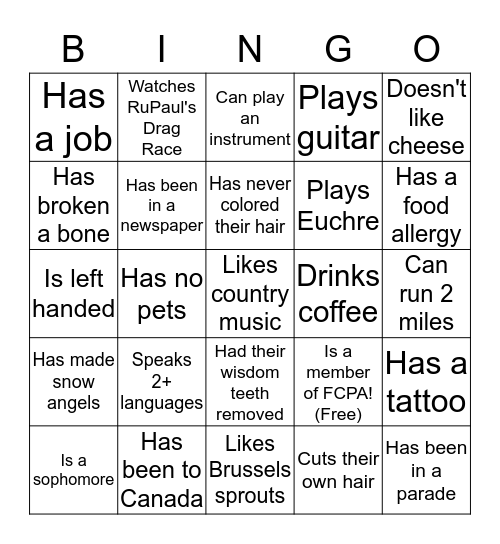 Autograph Bingo Card