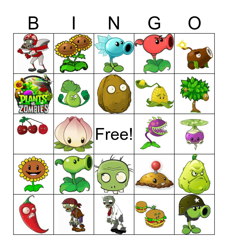 Plants vs Zombies Bingo Card