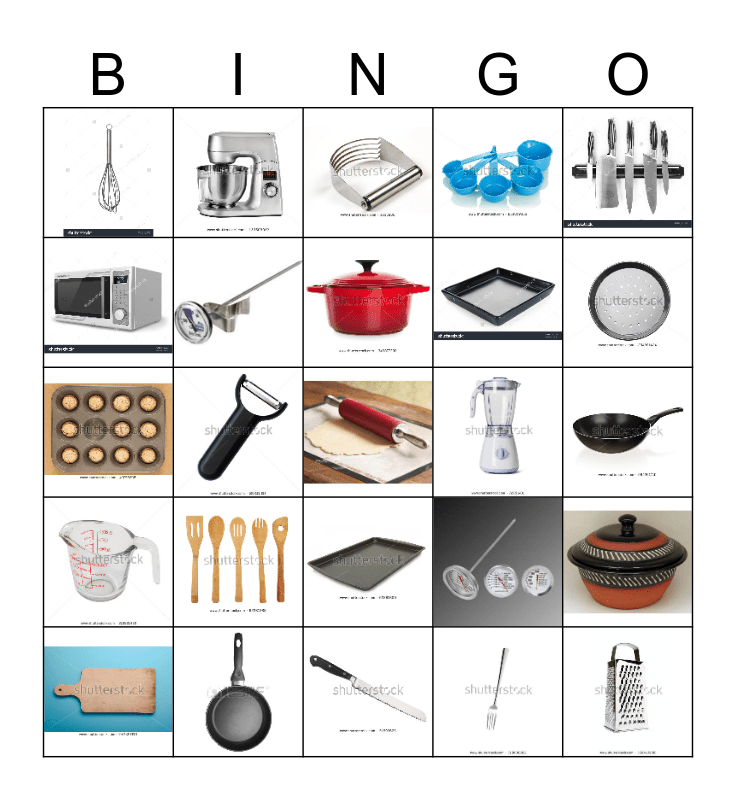 kitchen equipment Bingo Card