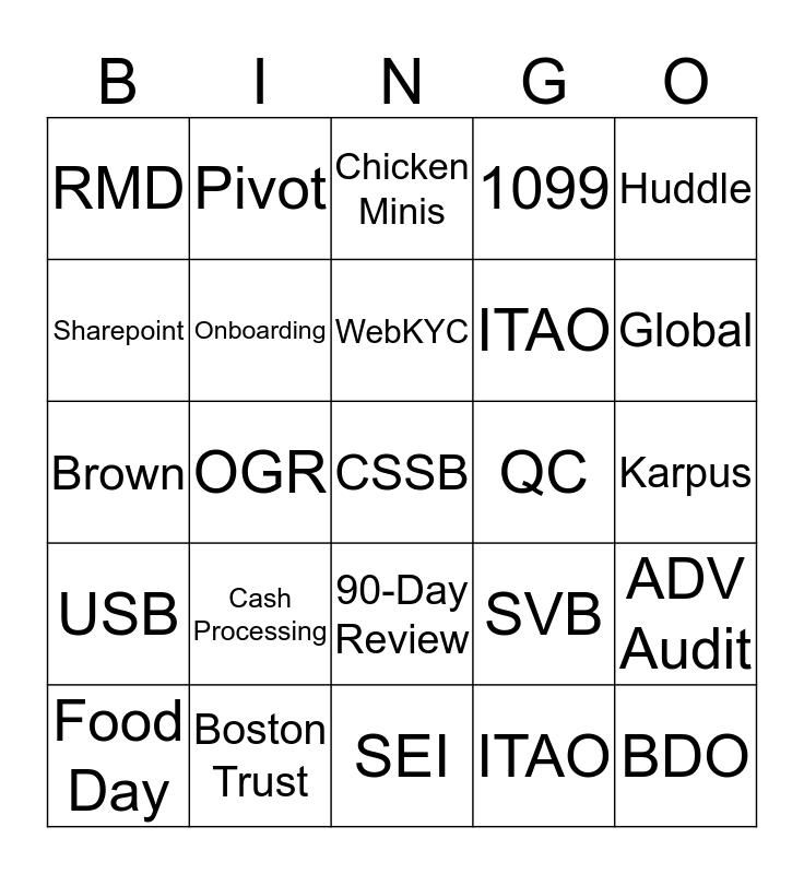 IT&C Floor BINGO Card