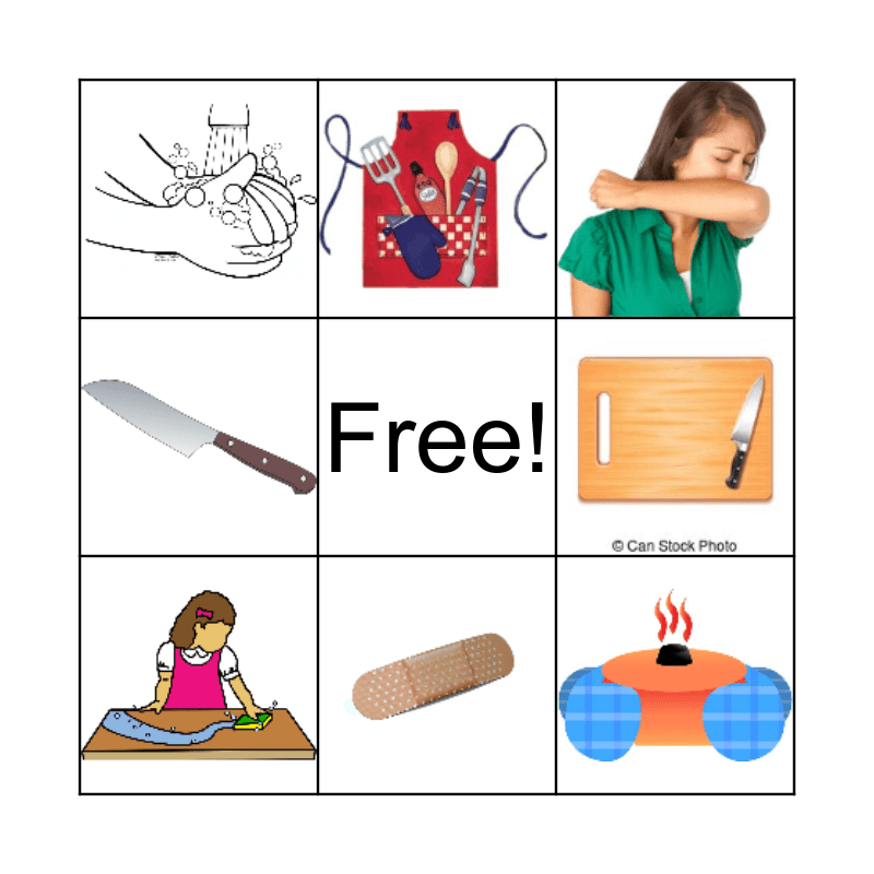 Kitchen Safety and Hygiene Bingo Card