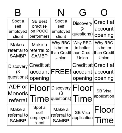 Sales - Small Business Bingo Card