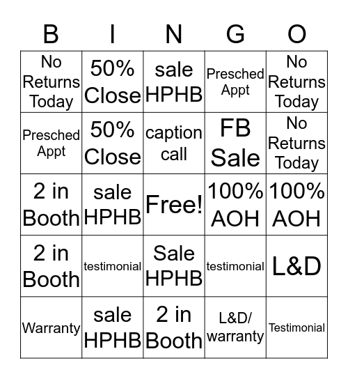 HEARING BINGO Card