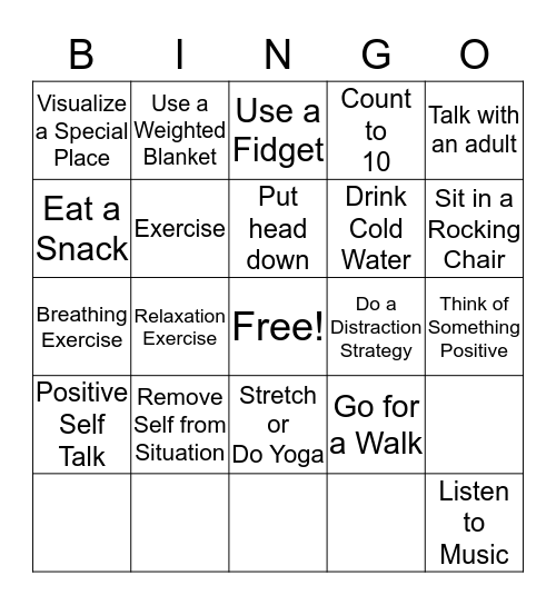 Stay Cool, Calm and in Control Bingo Card