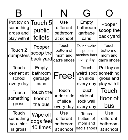 Germs Bingo Card