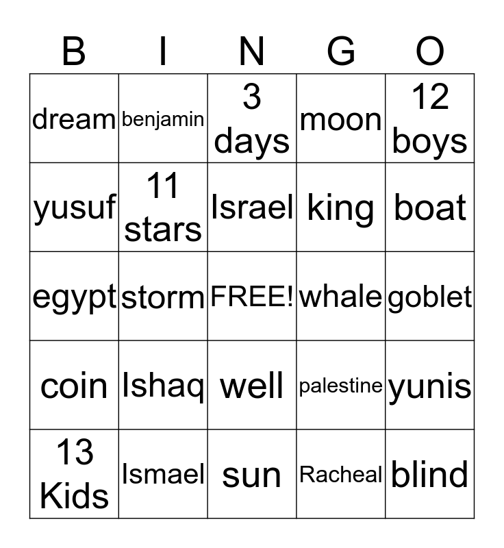 Islamic Bingo Card