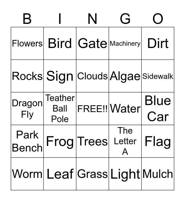Field Day Bingo Card