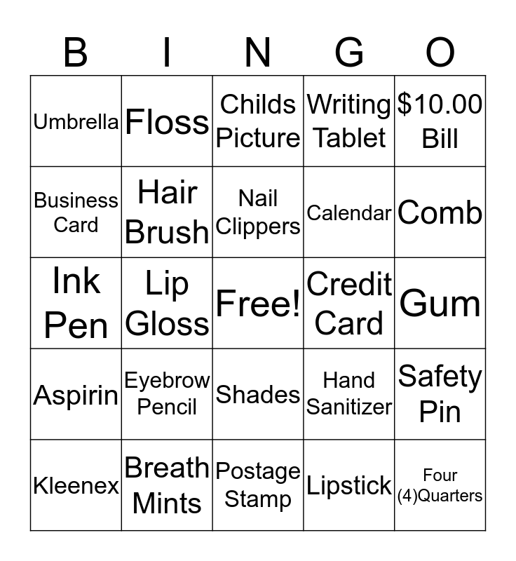 PURSE BINGO Card