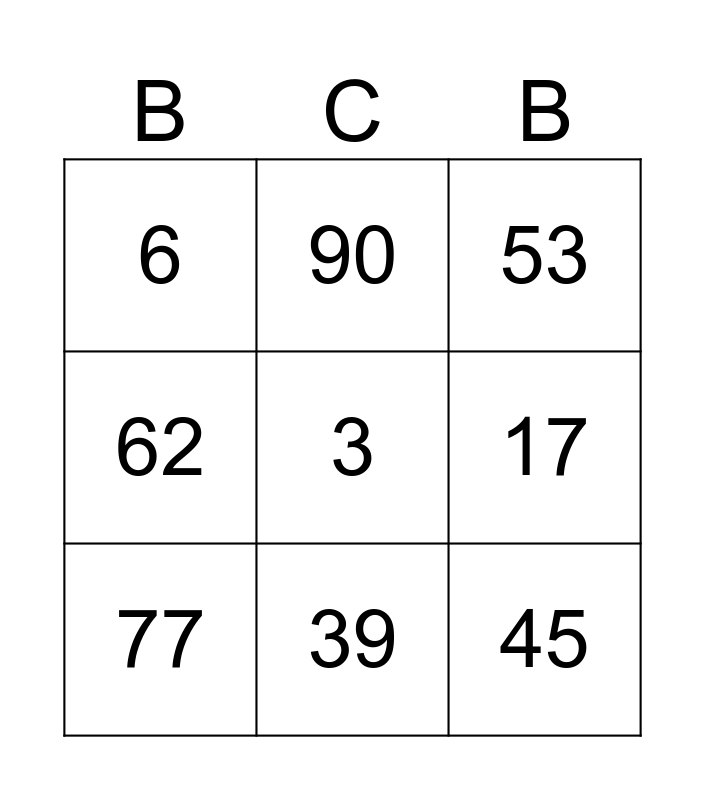 Brighton Bingo Card