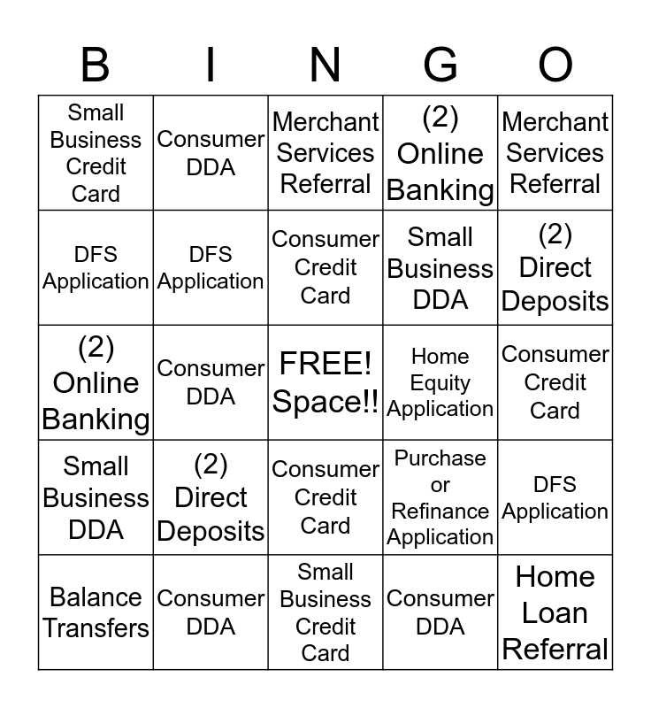 July 2013 Fast Start Bingo Card