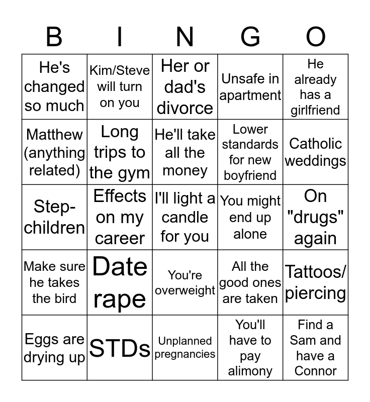 Diana's Divorce Bingo! Bingo Card