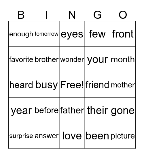 First Grade Wonders Unit 6 Bingo Card