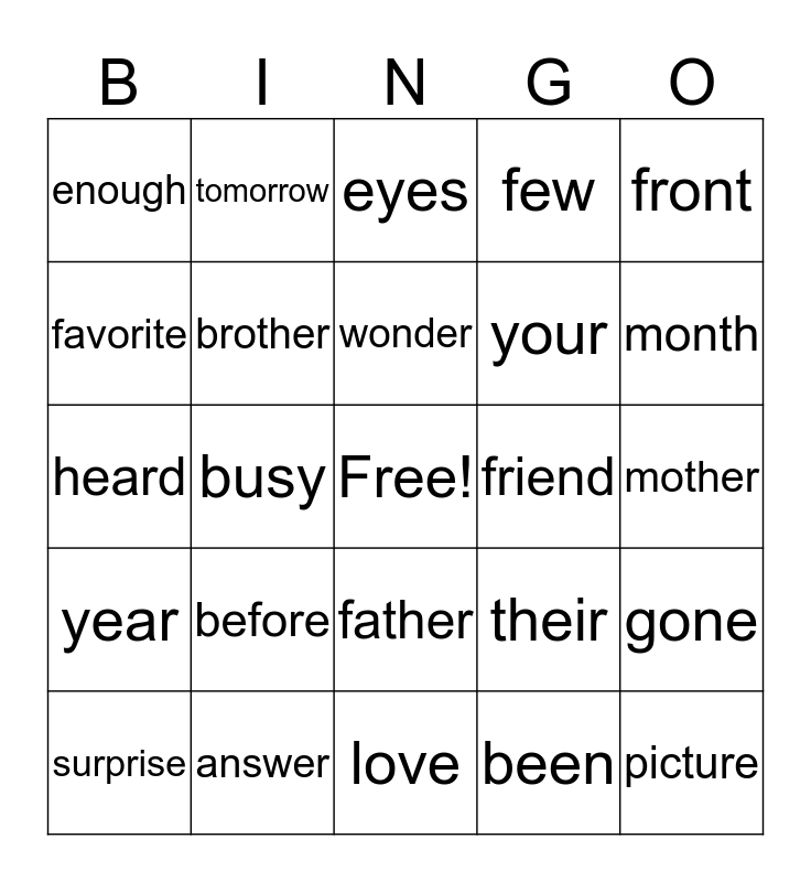 First Grade Wonders Unit 6 Bingo Card