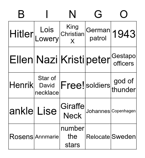 number the stars Bingo Card