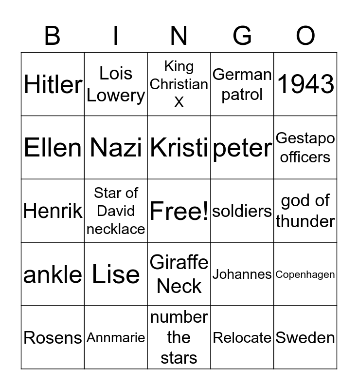 number the stars Bingo Card