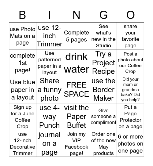 Creative Memories Made with Love BINGO Card