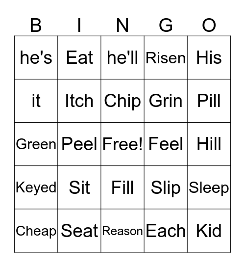 What do you hear? Bingo Card
