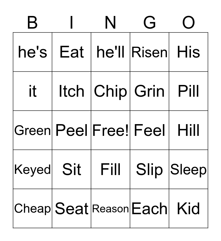 What do you hear? Bingo Card