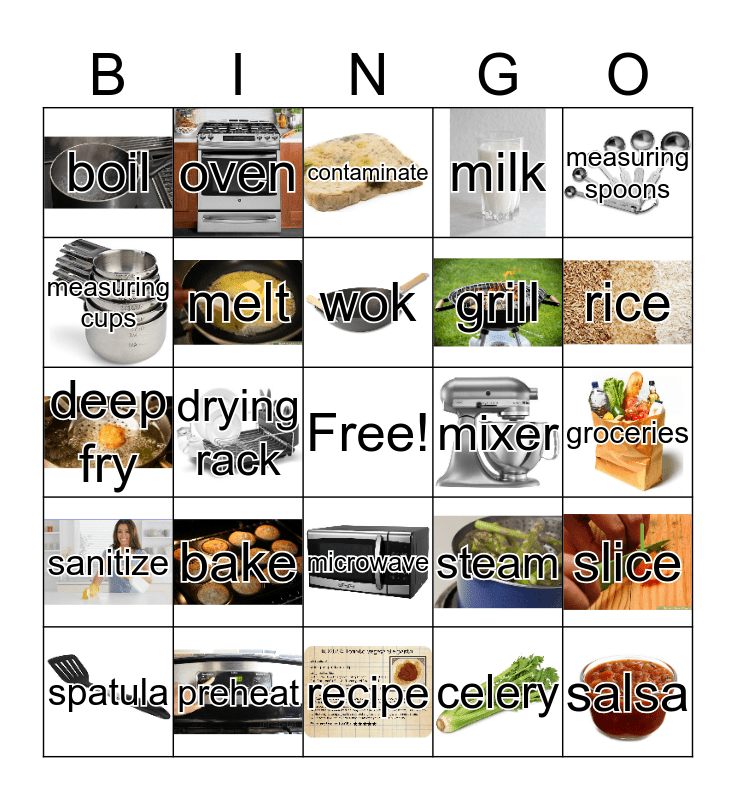 Cooking Bingo Card