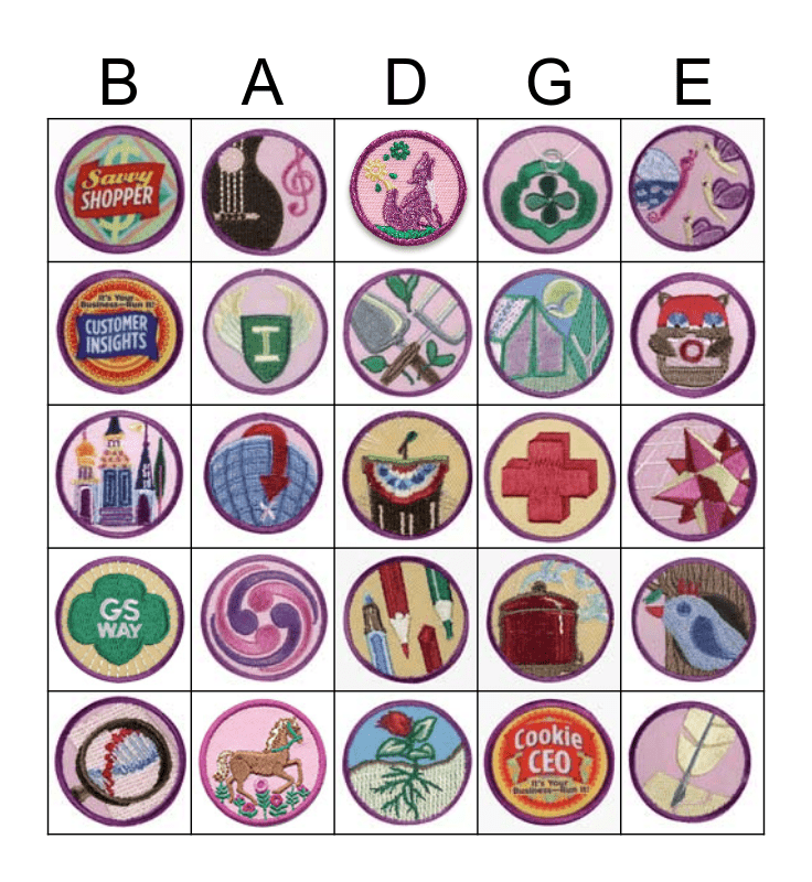 Junior Badges Bingo Card