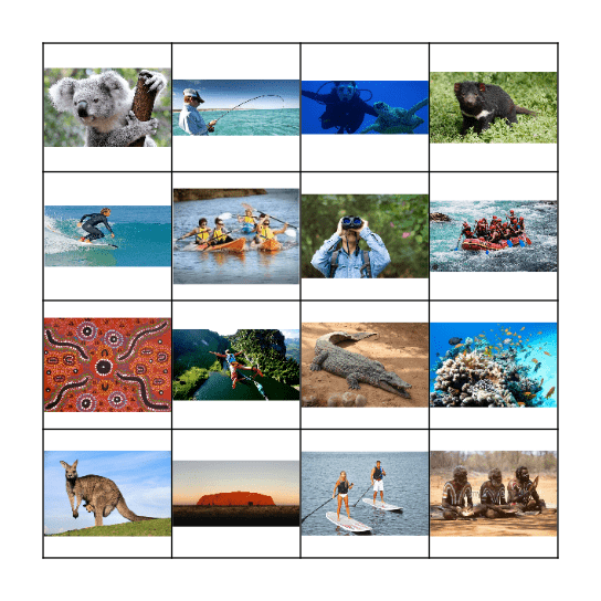 Australia Bingo Card
