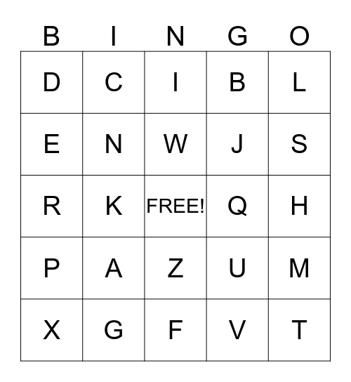 ALPHABET LETTER SOUNDS Bingo Card
