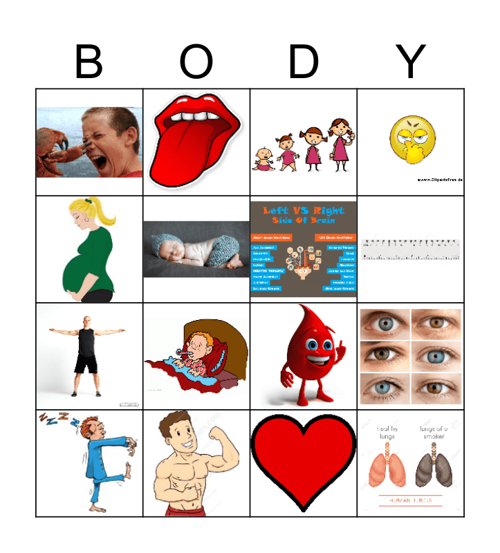 Human Body BINGO Card