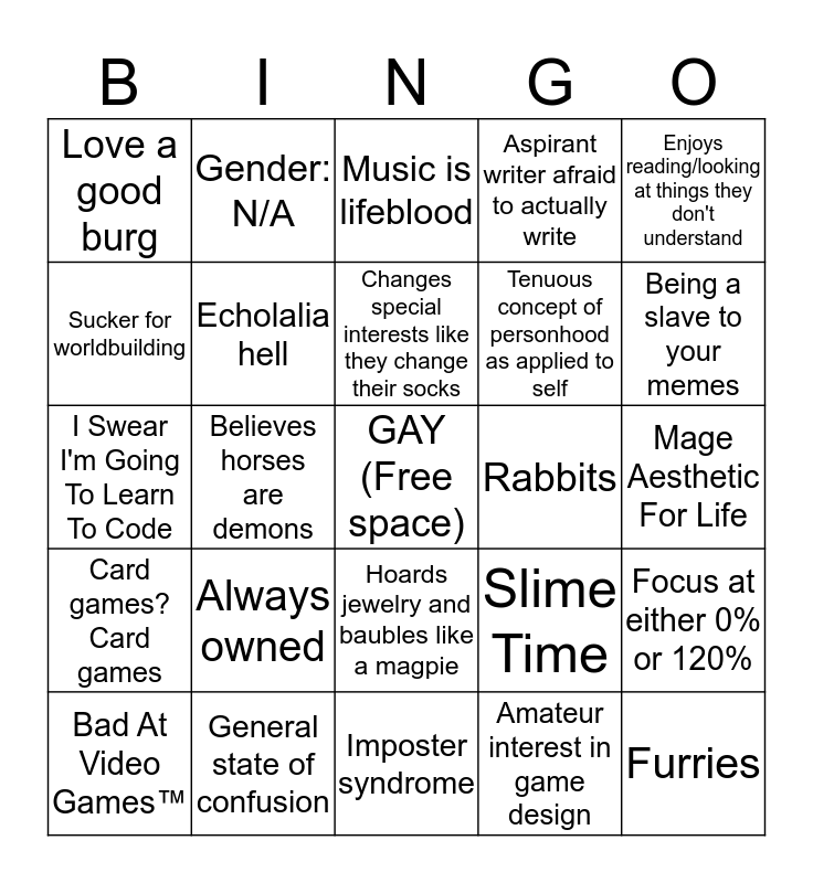 Scrimmy Bingus Bingo Card