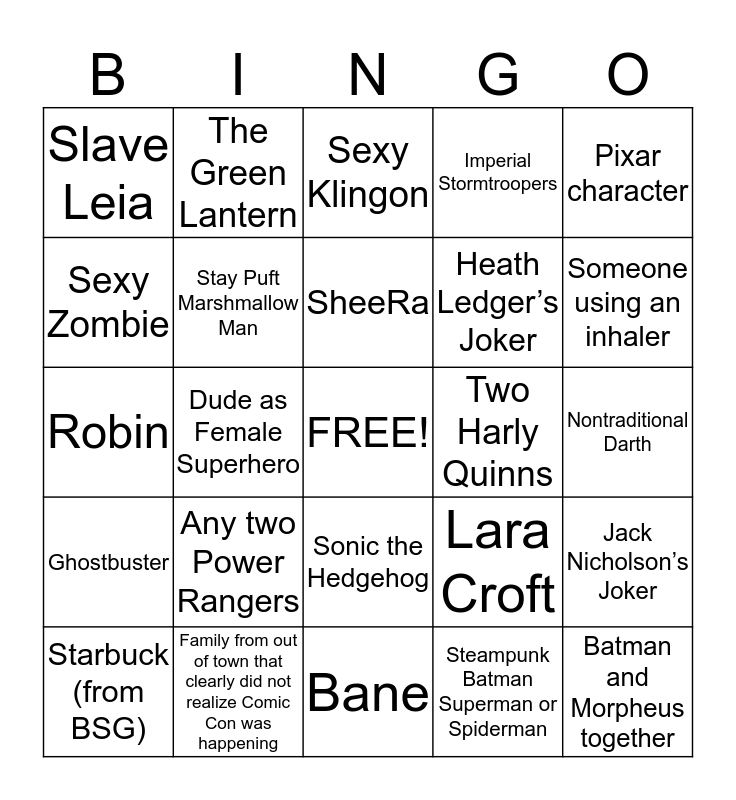 COMIC-CON BINGO Card