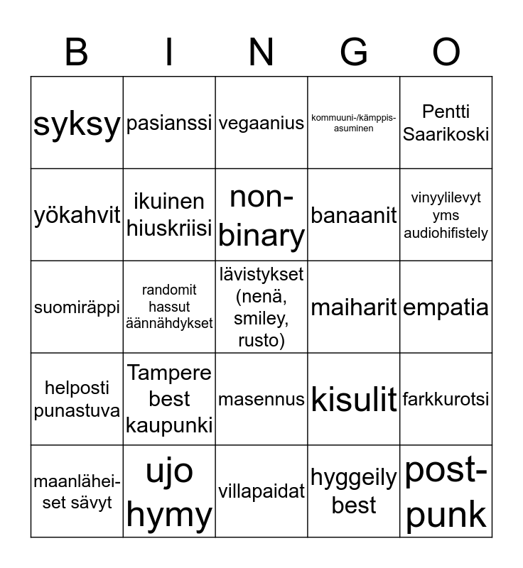 miska Bingo Card