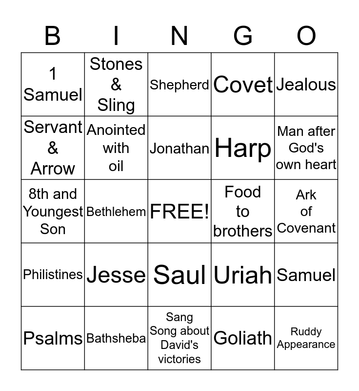David Bingo Card