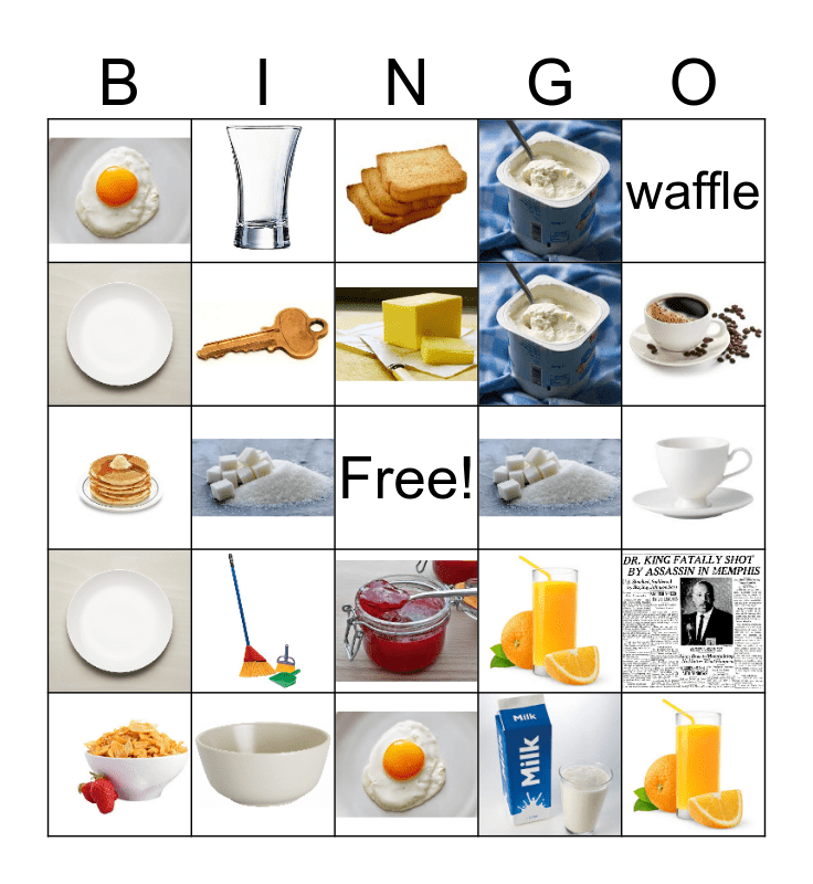 Breakfast Bingo Card