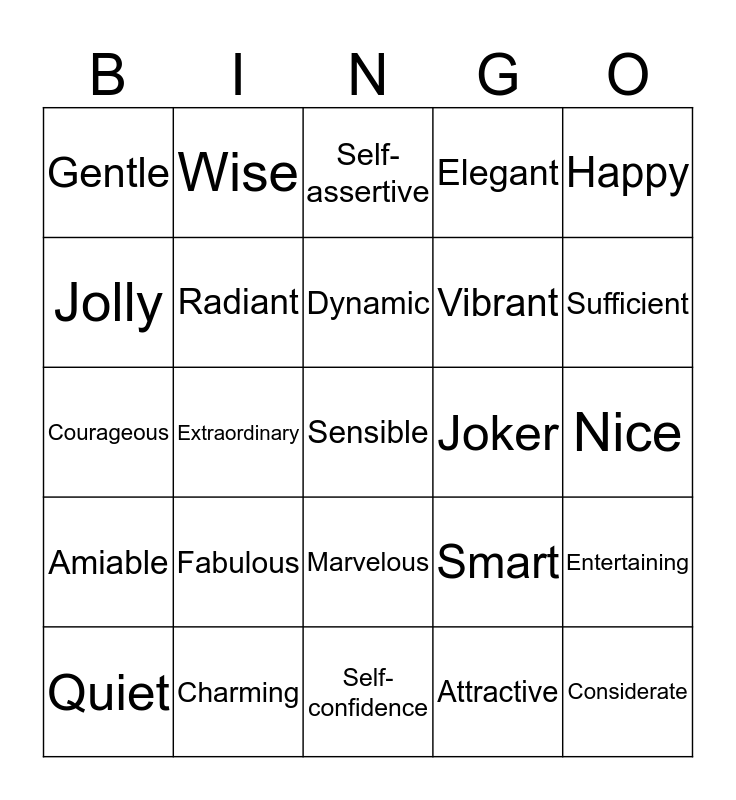 POSITIVITY Bingo Card