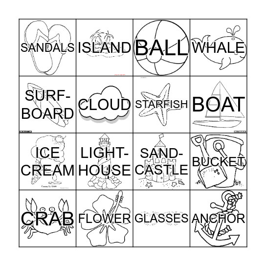 Summer Vocabulary Bingo Card