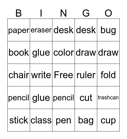 In the class Bingo Card
