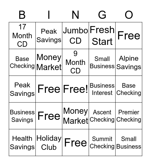 New Deposit Bingo Card