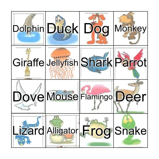 Noah's Ark Bingo Card