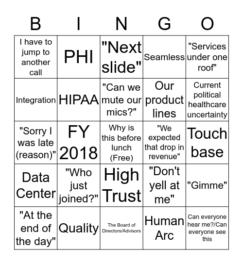 Meeting Bingo Card