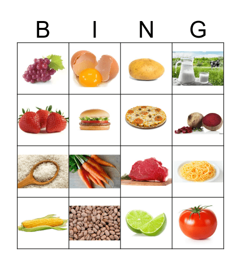 FOODS Bingo Card
