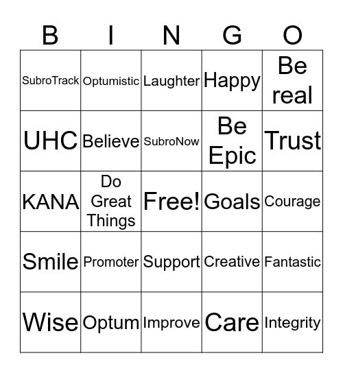 Compassion Bingo Card