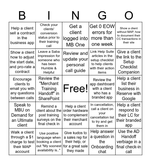 August Bingo Card
