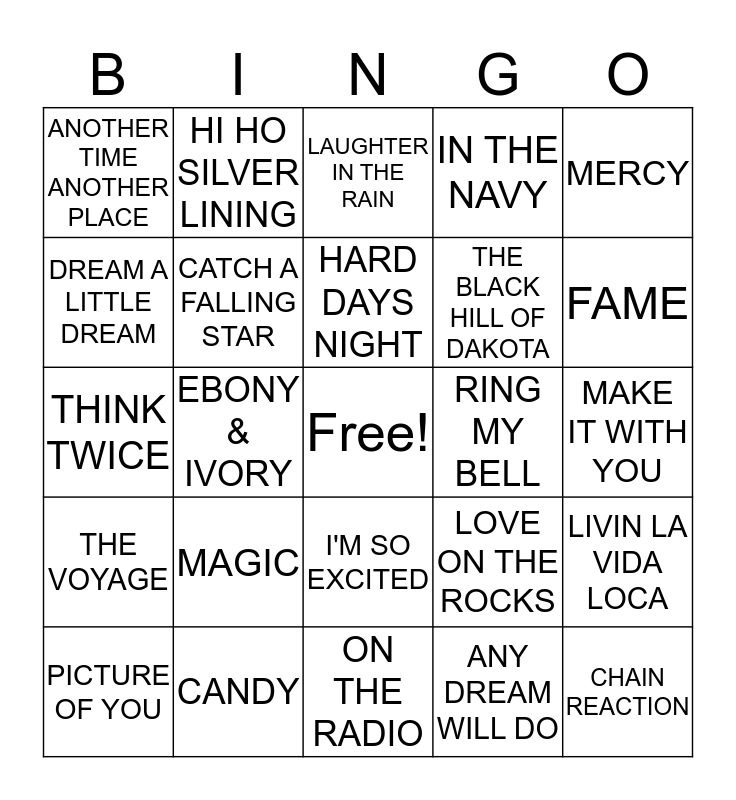 HITS 49 Bingo Card