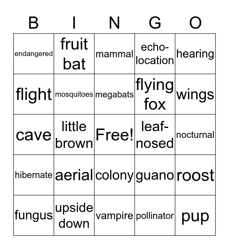 BATS! Bingo Card