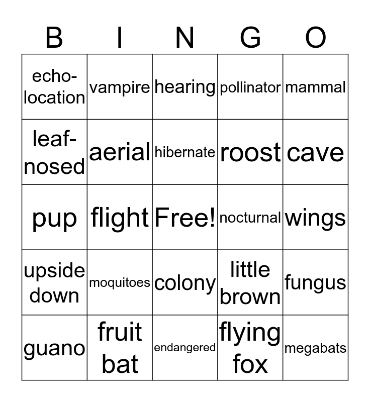 BATS! Bingo Card