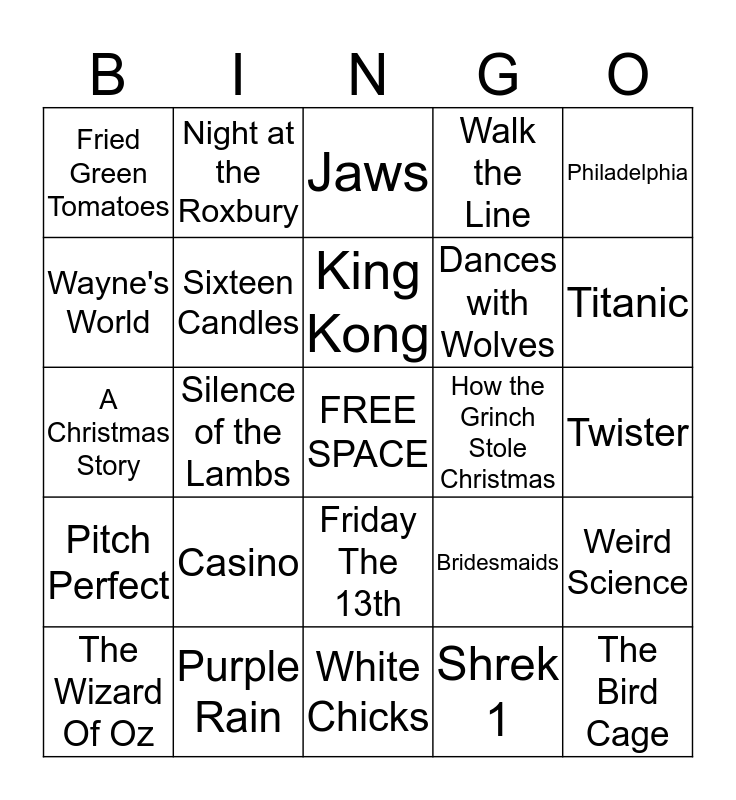 Girls Weekend 2017 - Movie Bingo Card