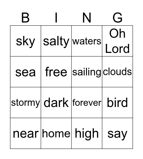 Sailing Bingo Card